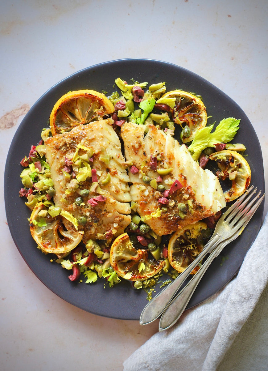 Easy Pan-Seared Cod with Lemon, Olives, and Capers – Online Social Shop